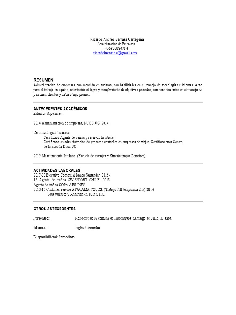 Ricardo Barraza Curriculum | PDF | Crecimiento personal y profesional ...