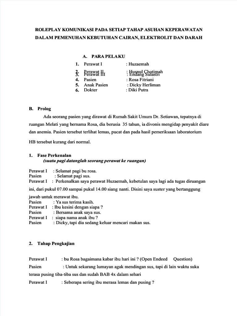 PDF Roleplay Komunikasi Pada Setiap Tahap Asuhan Keperawatan Dalam Pemenuhan K DL | PDF ...