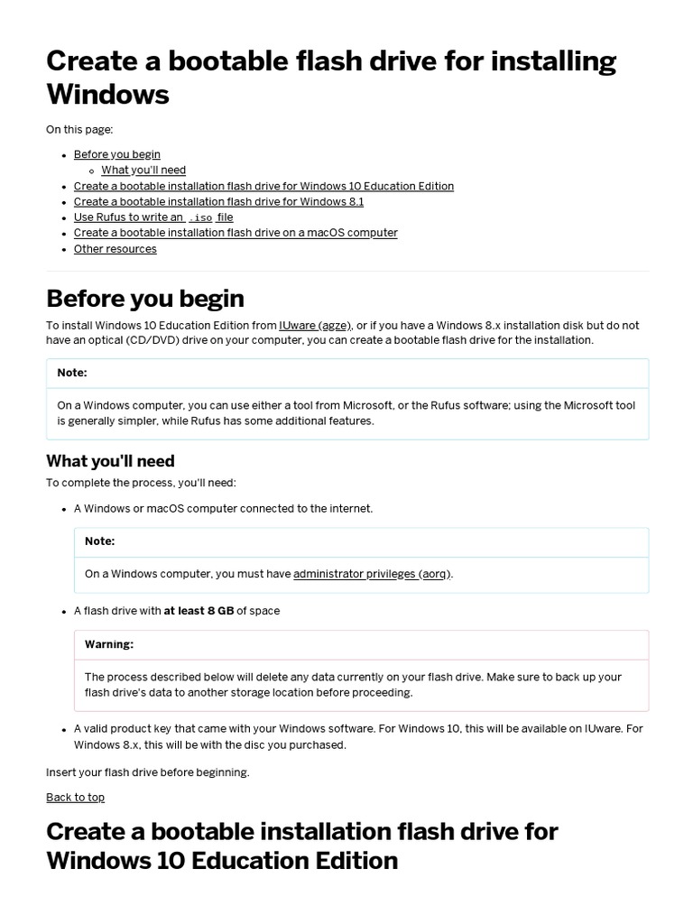 Create A Bootable Flash Drive For Installing OS | PDF | Usb Flash Drive ...