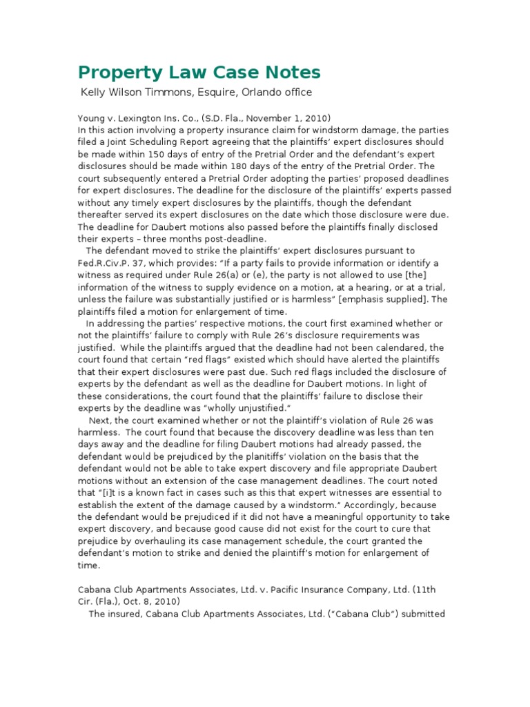 Property Insurance Case Law Insights | PDF | Discovery (Law) | Insurance