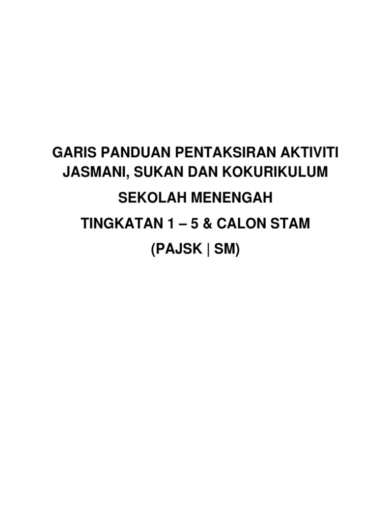 Panduan Pentaksiran Kokurikulum Sekolah Menengah | PDF