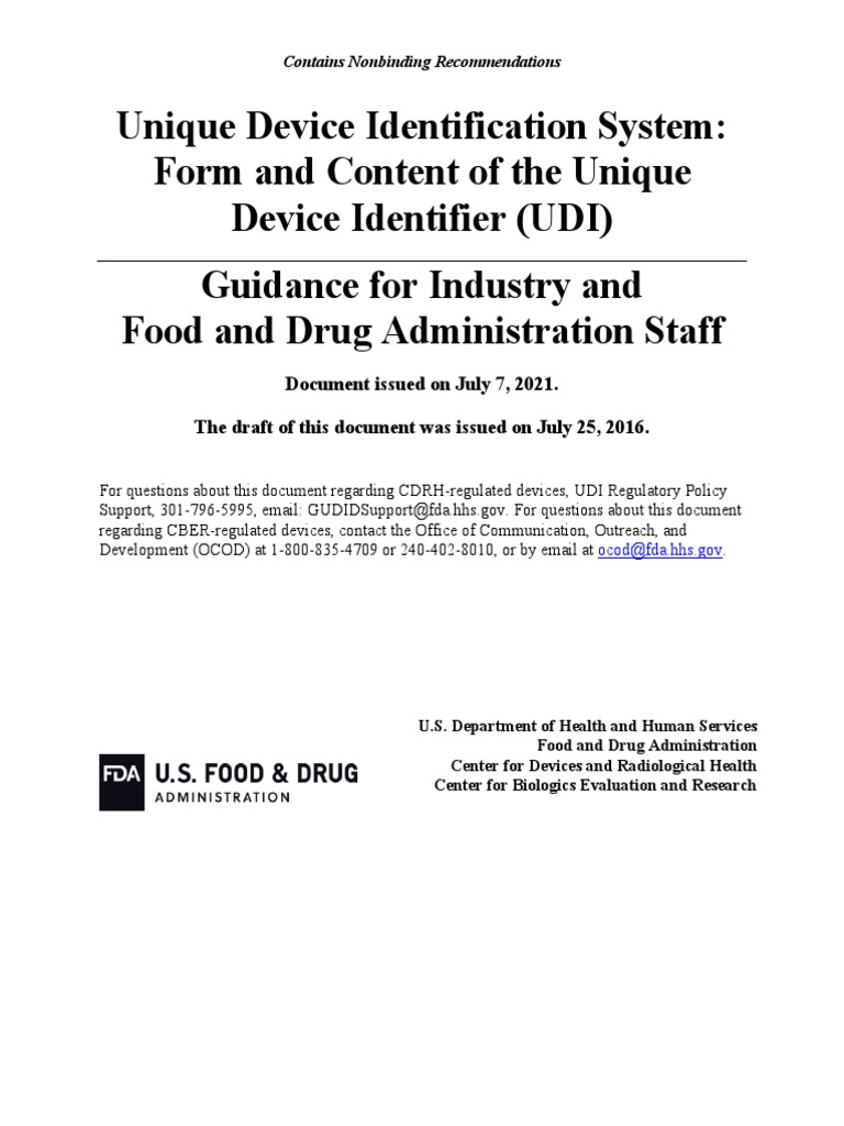 UDI System Guidance for FDA Compliance | PDF | Barcode | Food And Drug ...