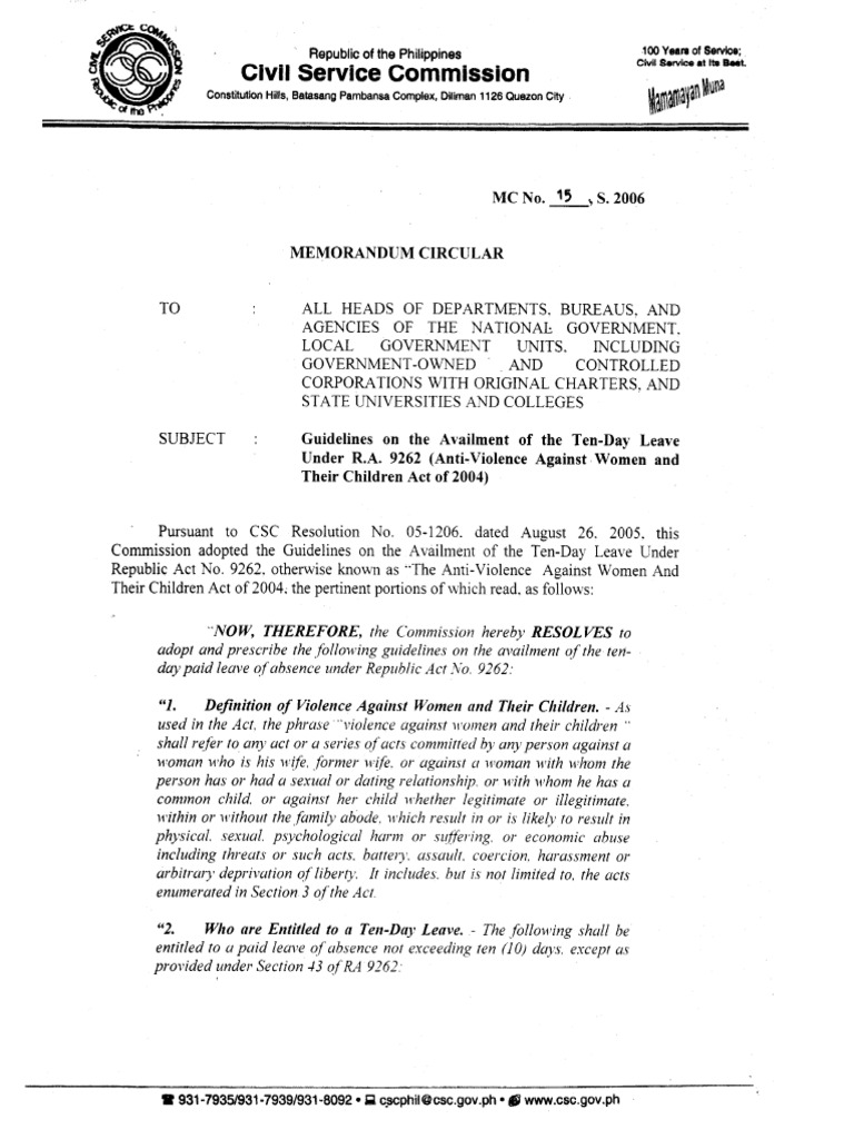 Ra 9262 10day Vawc Leave | PDF