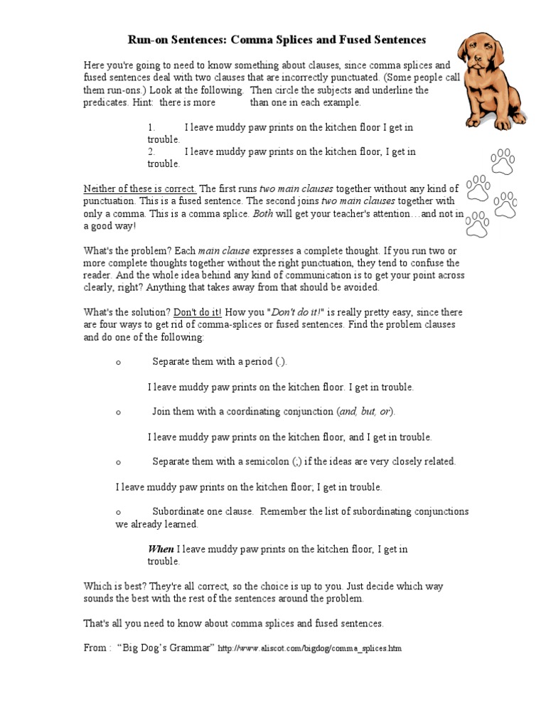 Run On Sentences | PDF