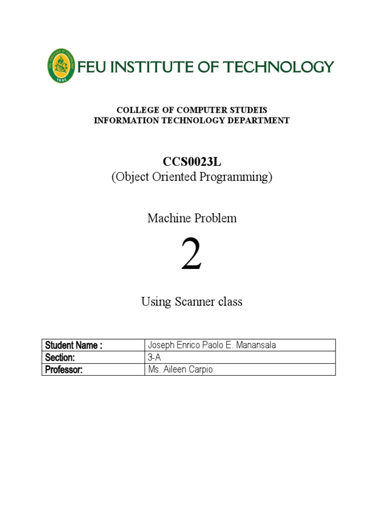 Machine Problem 2 Using Scanner Class - MANANSALA | PDF