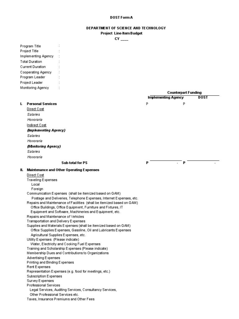2019 Revised DOST GIA Form A Project-Line-Item-Budget | PDF | Economies ...