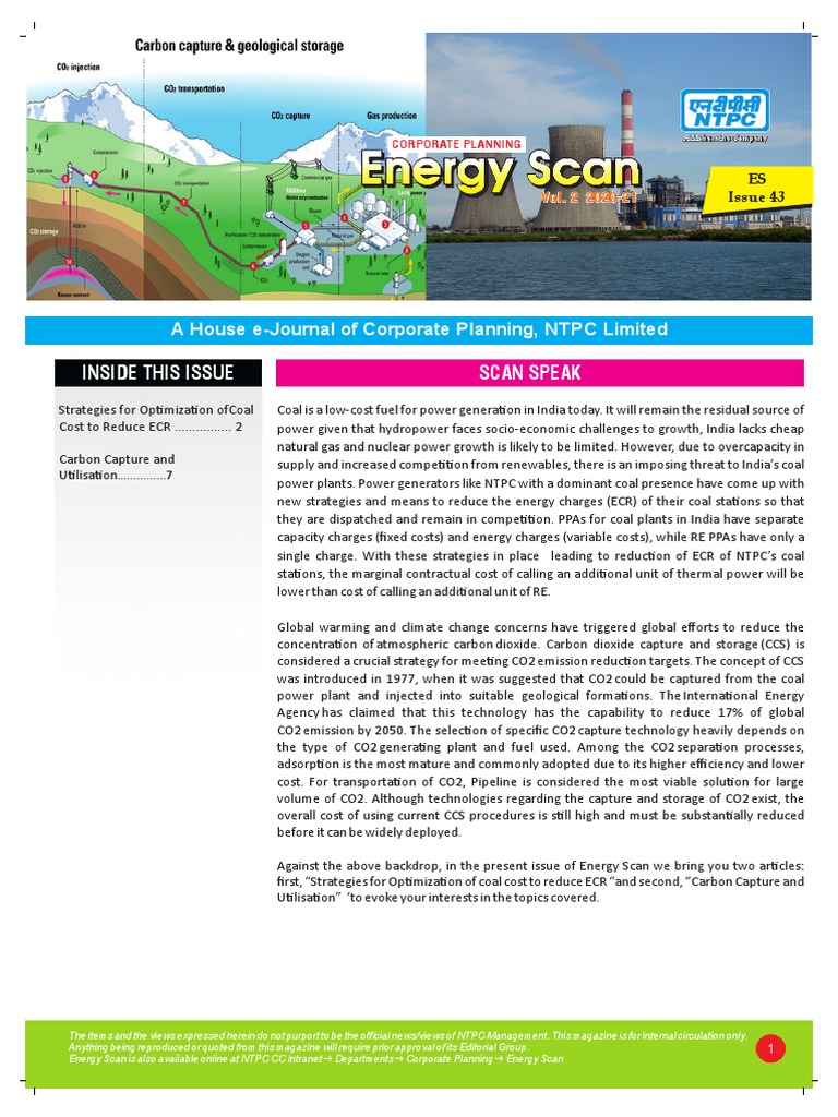 Energy Scan 43rd Issue | PDF | Carbon Capture And Storage | Carbon Dioxide