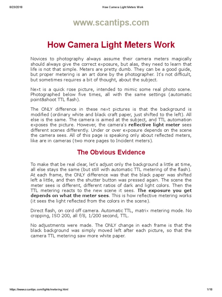 How Camera Light Meters Work | PDF