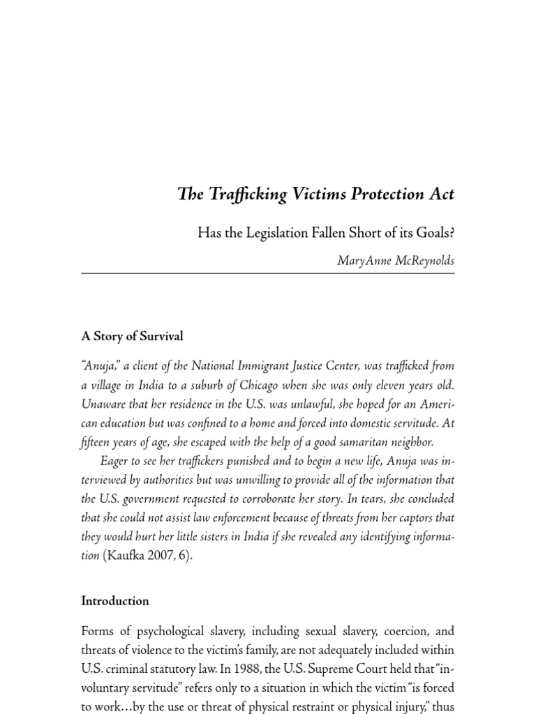 The Trafficking Victims Protection Act - Has The Legislation Fallen ...