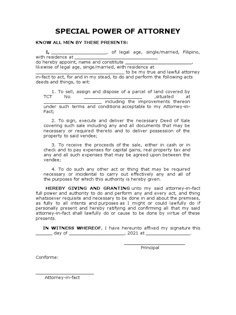 SPA Sample | Download Free PDF | Power Of Attorney | Common Law