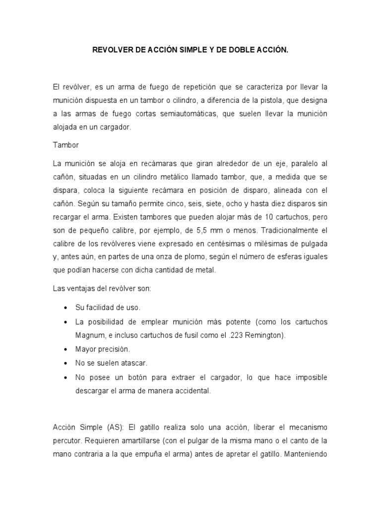 Revolver de Acción Simple y Doble Acción. | PDF | Revólver | Armas de fuego