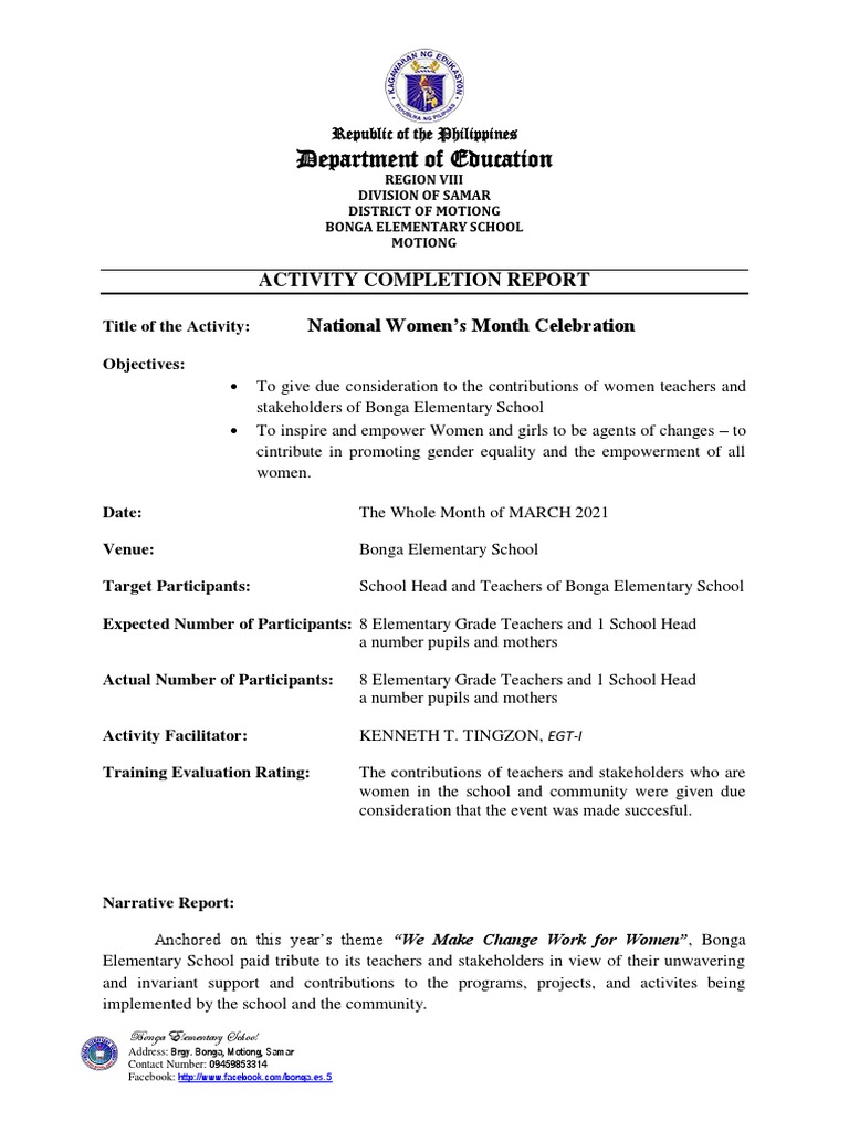 Women's Month Celebration Report 2021 | PDF | Policy | Human Nature