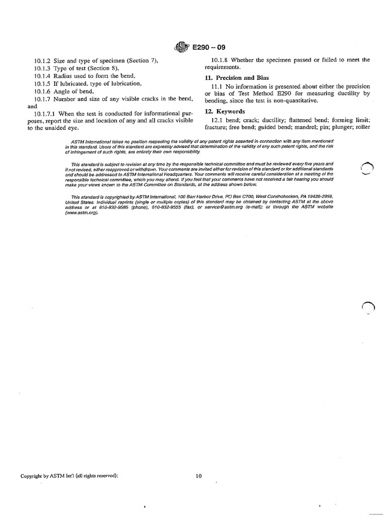 ASTM E290 Material | PDF