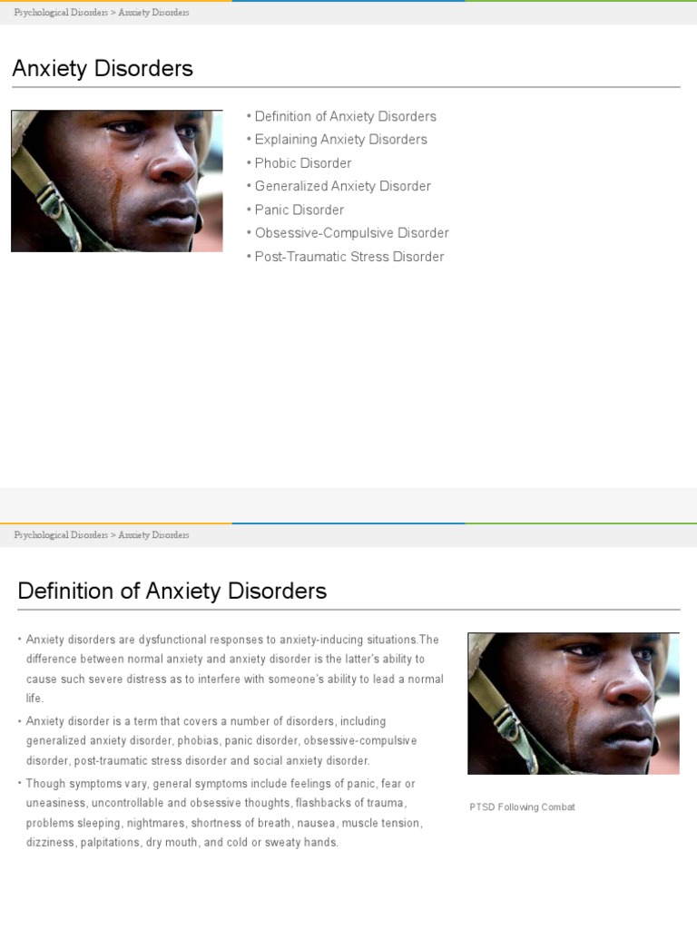 Anxiety Disorders Lesson Plan | PDF