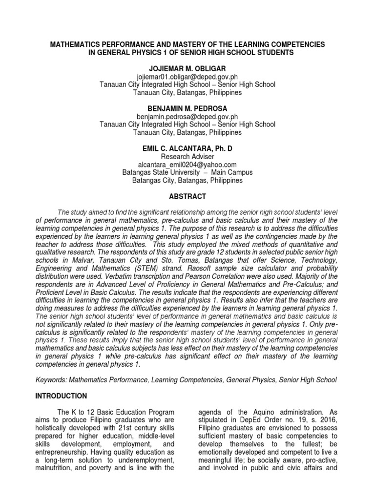 Sample of Quantitative Research | PDF | Physics | Learning