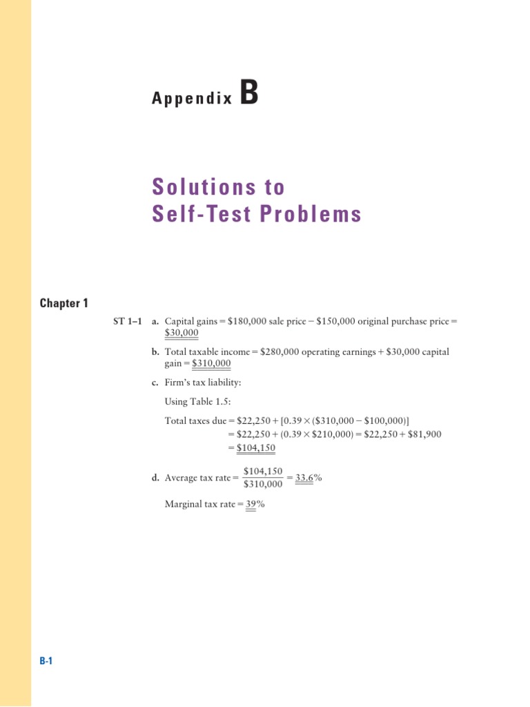 Appendix - B. Solutions To Self-Test Problems | PDF | Equity (Finance ...