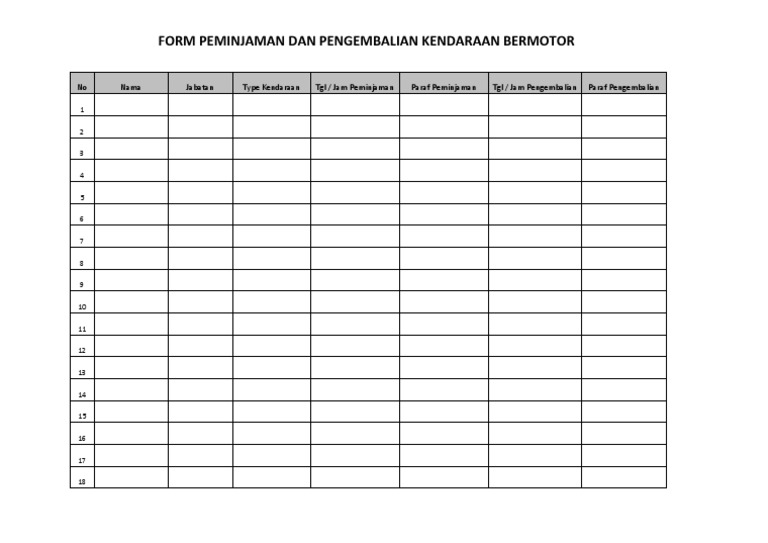 Formulir Peminjaman Kendaraan Motor | PDF