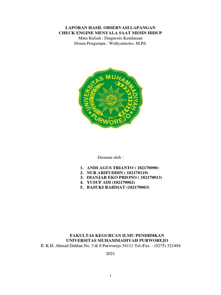 Tugas Laporan Hasil Observasi Cek Engine Menyala | PDF | Bisnis | Komputer