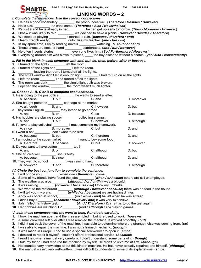 Linking Word Practice | PDF