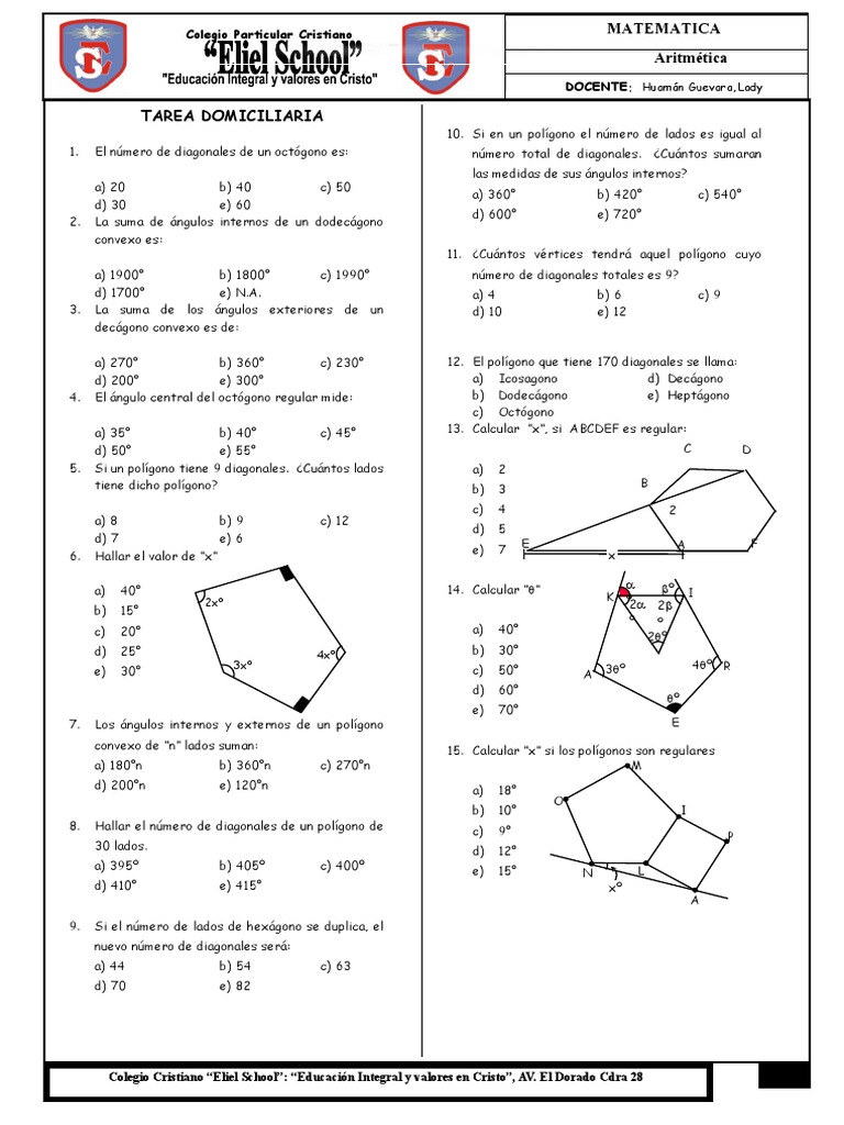 Ficha Poligonos | PDF | Geometría del plano euclidiano | Euclides