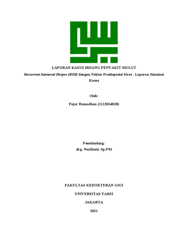 RIH: Herpes Intraoral Rekuren dan Stres | PDF