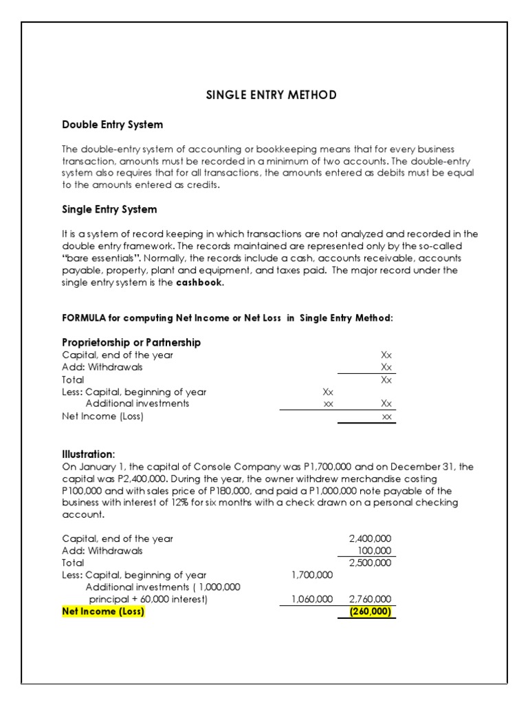 Single Entry Method | PDF | Retained Earnings | Dividend