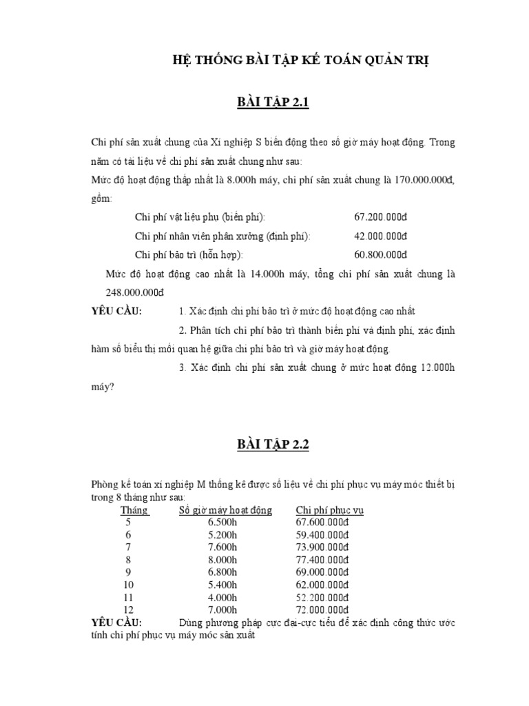 (123doc) He Thong Bai Tap Ke Toan Quan Tri | PDF