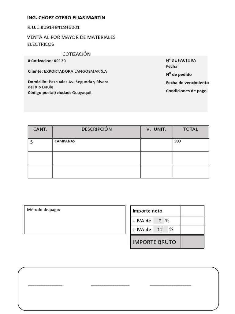 Factura Proforma Modelo | PDF