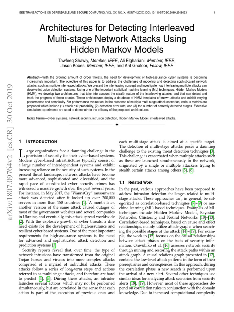 Architectures For Detecting Interleaved Multi Stage Network Attacks Using Hidden Markov Models