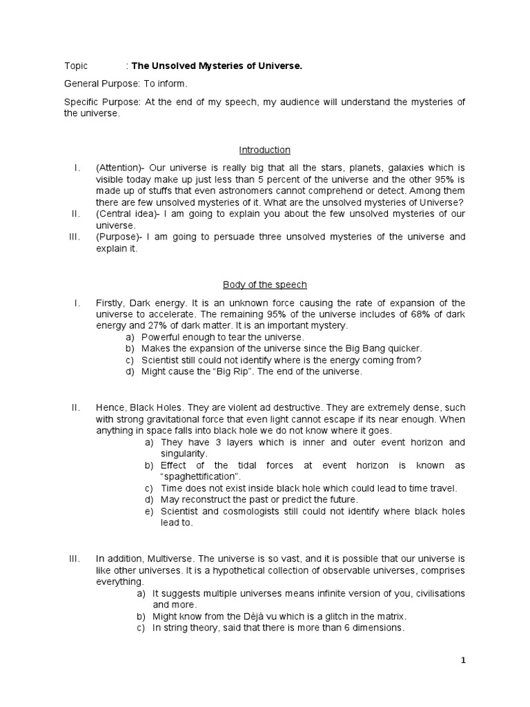 The Unsolved Mysteries of Universe | PDF | Black Hole | Multiverse