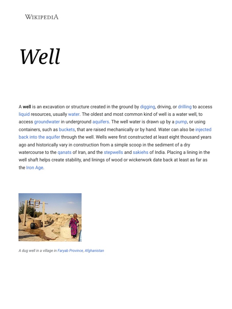 Well - Wikipedia | PDF | Drilling Rig | Water Supply