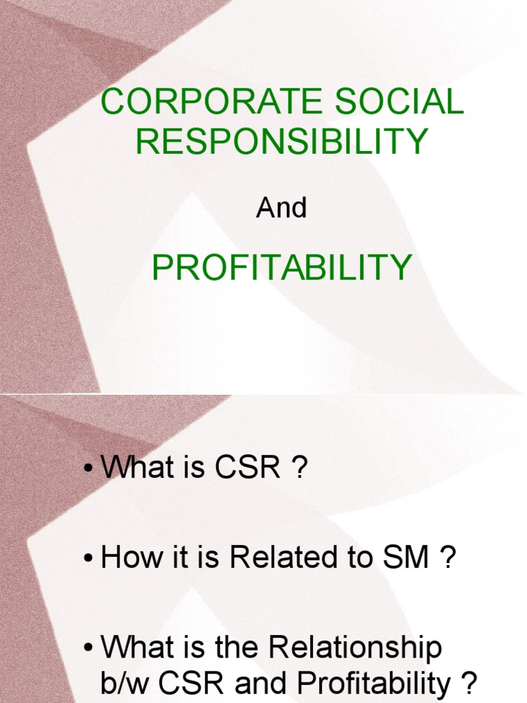 CSR and Profitability | PDF | Corporate Social Responsibility ...