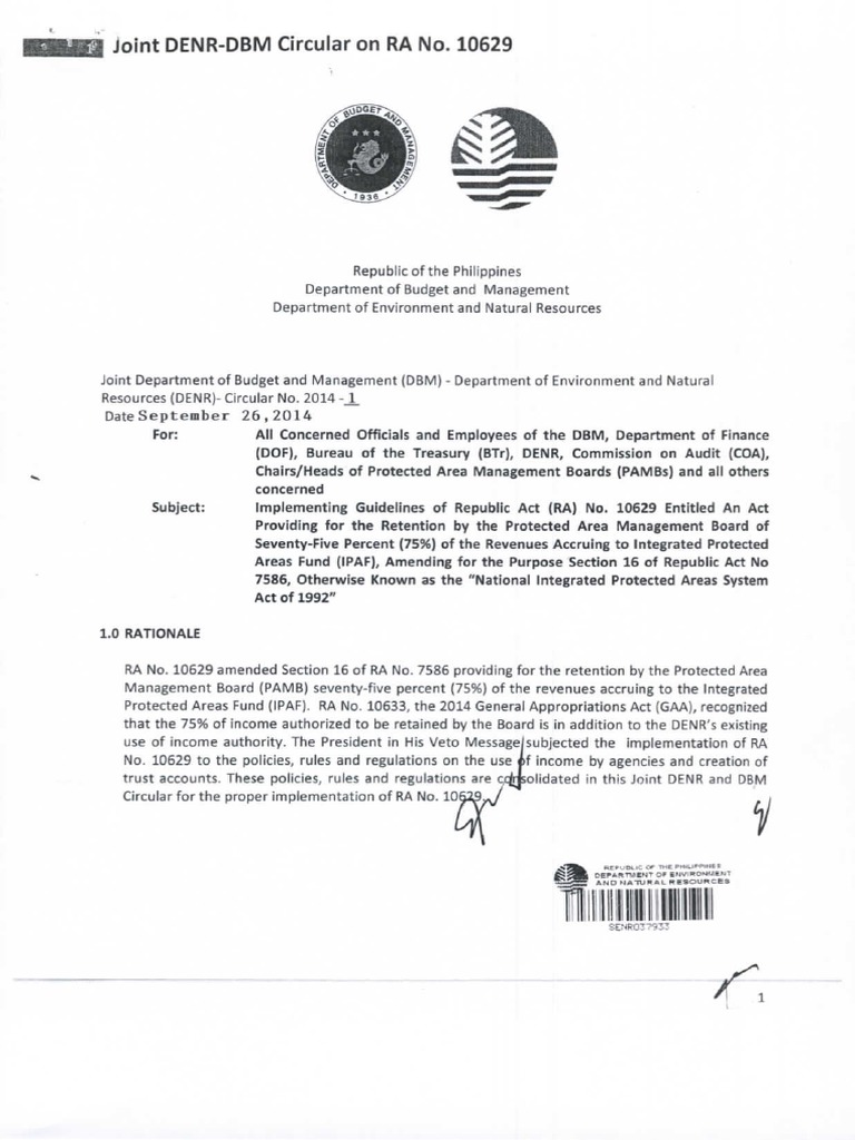 Joint DENR-DBM Circular 2014-01 | PDF
