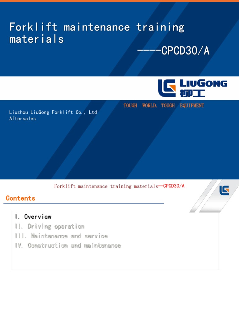 Forklift Maintenance Training Materials CPCD30A1 | PDF | Diesel Engine ...