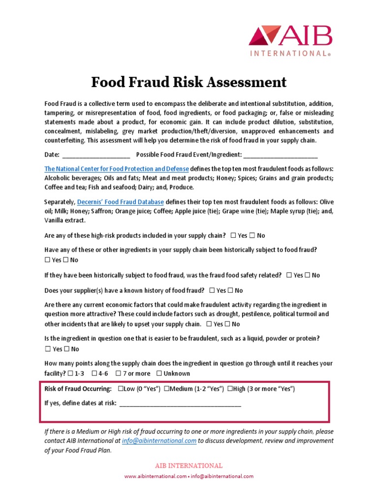 Food Fraud Risk Assessment | PDF | Fraud | Juice