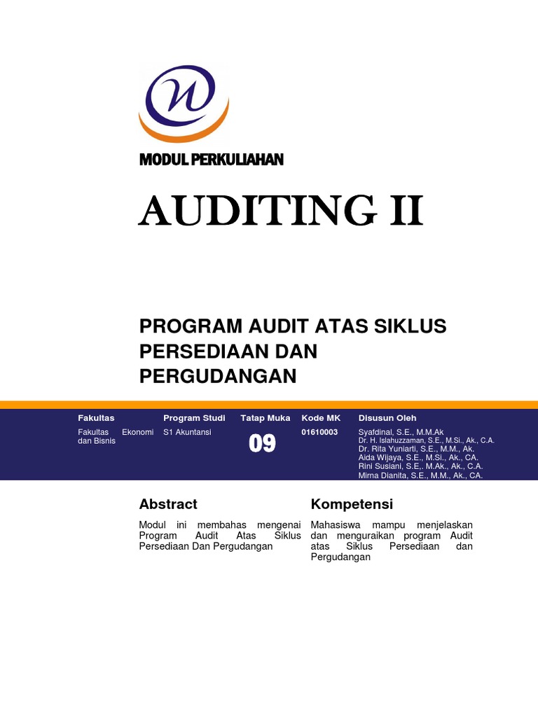 Modul Auditing II: Program Audit Atas Siklus Persediaan dan Pergudangan | PDF