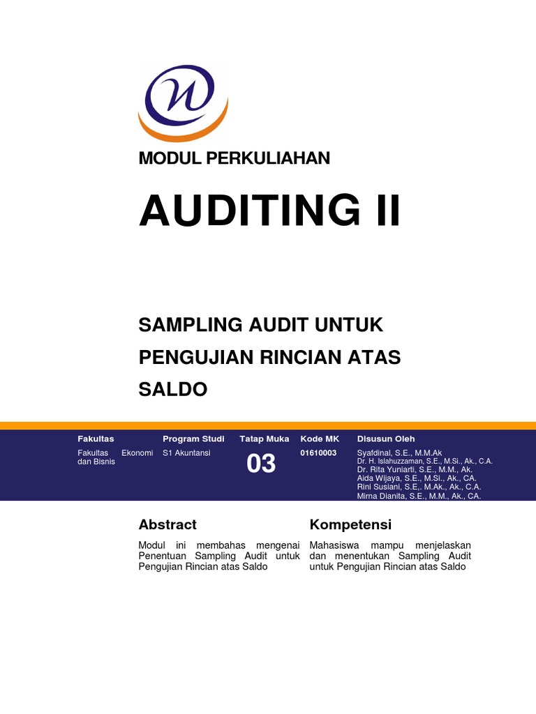 M.K. Auditing 2. Modul 3 | PDF