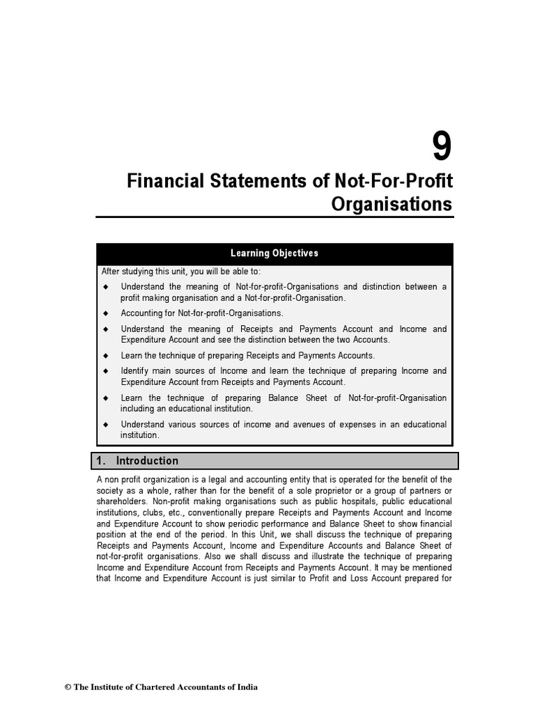 Financial Statements of Not-For-Profit Organisations: Learning ...
