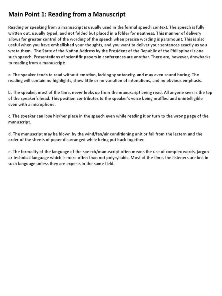 Reading From A Manuscript | PDF