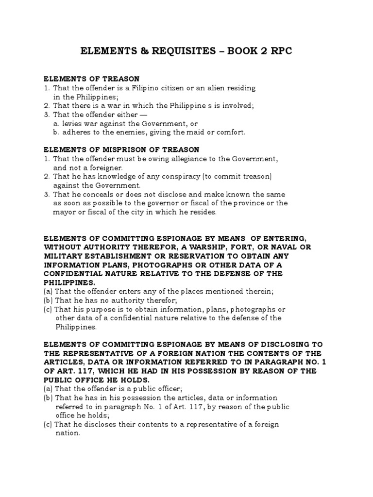 Elements & Requisites Book 2 of RPC | PDF | Forgery | Perjury