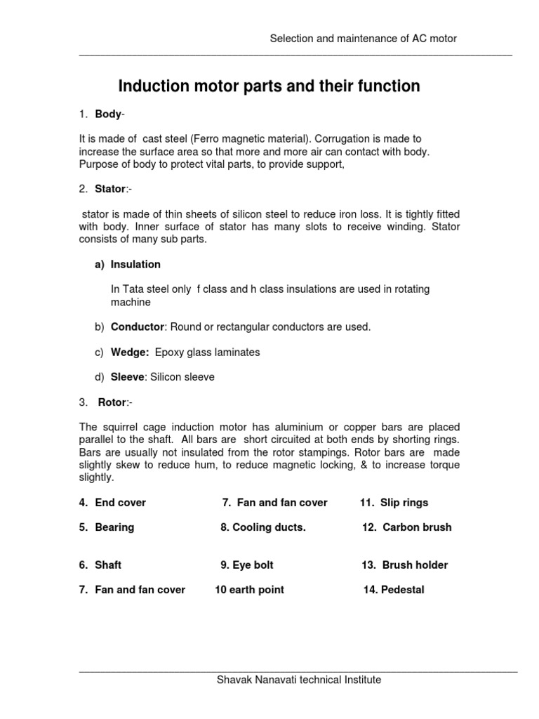 Selection and Maintenance of AC Motor | PDF | Electric Motor ...