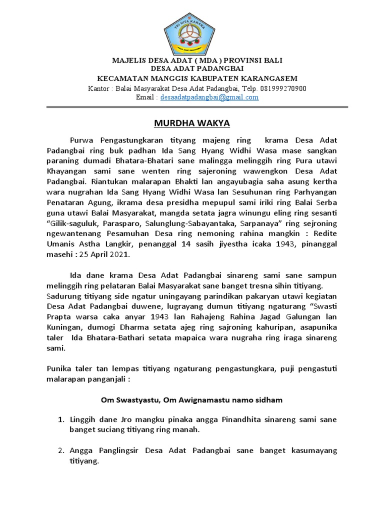 Murdha Wakya 25 April 2021 | PDF