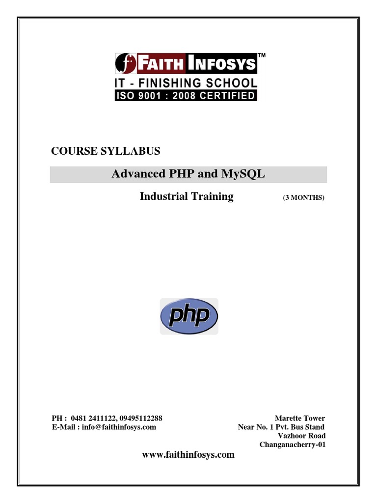Advanced Php And Mysql Course Syllabus Pdf Php J Query