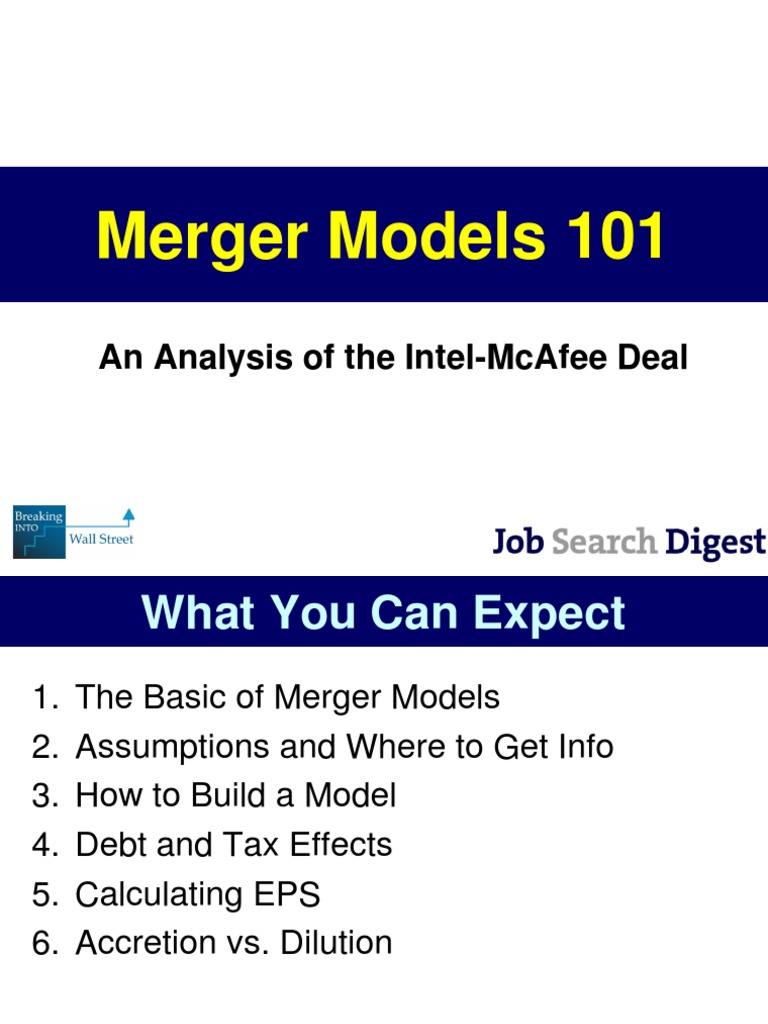 Intel-McAfee Merger Model Guide | PDF | Mergers And Acquisitions | Stocks