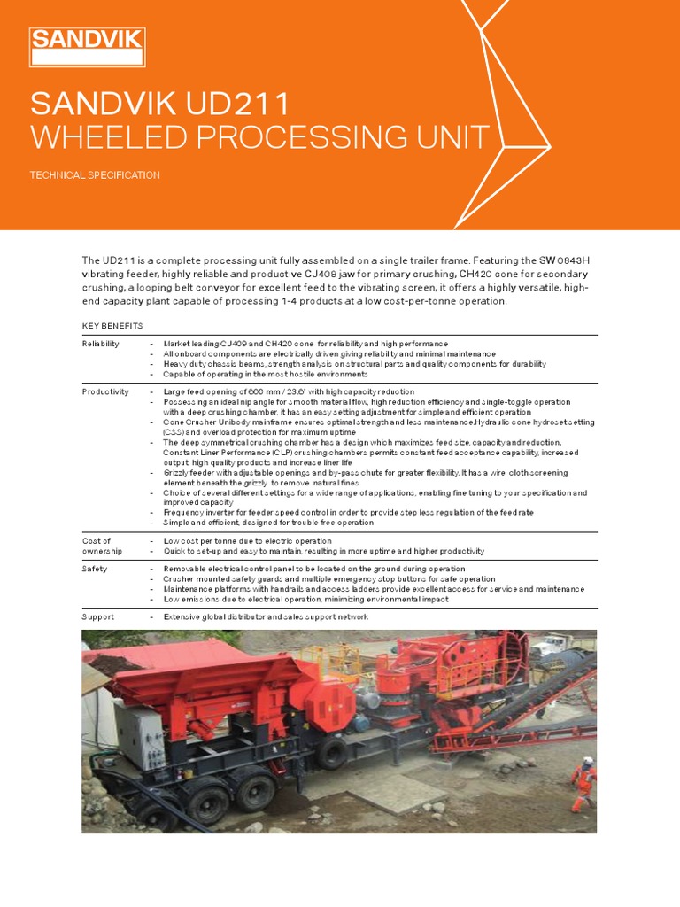Sandvik Ud211 Wheeled Processing Unit: Technical Specification | PDF ...