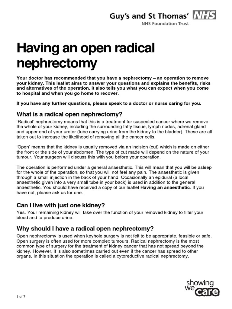 Having An Open Radical Nephrectomy | PDF | Surgery | Medical Specialties