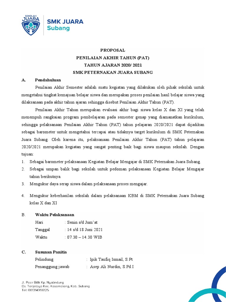 Contoh Proposal PAT | PDF