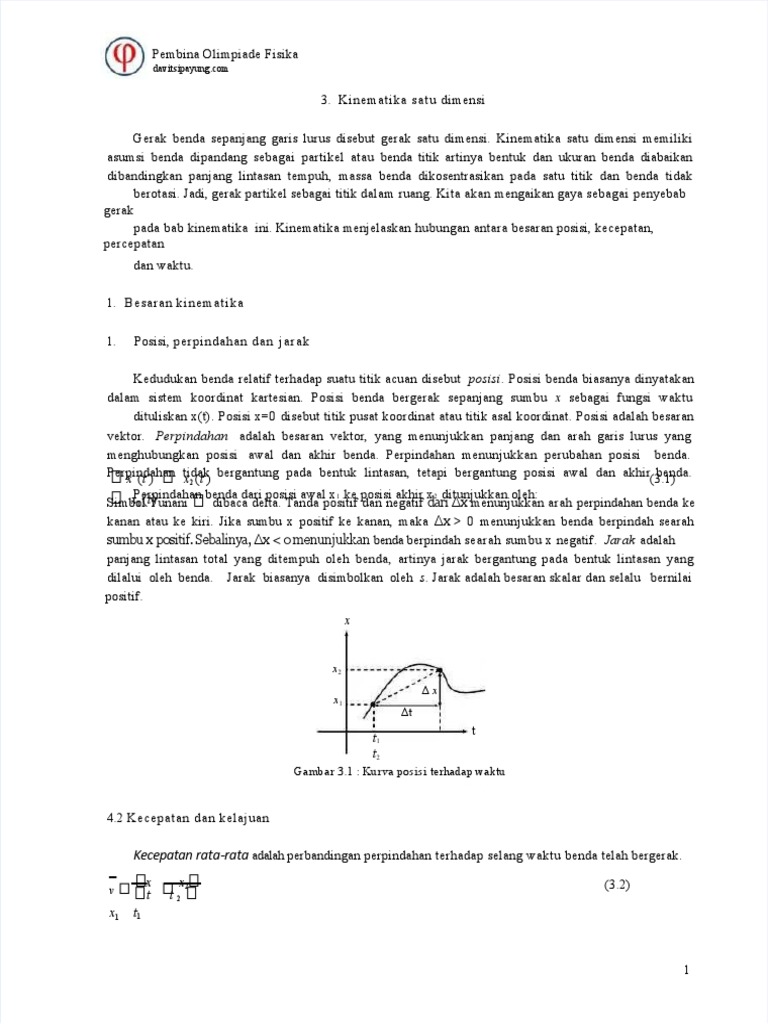 PDF Bab 3 Kinematika Satu Dimensi | PDF | Sains & Matematika