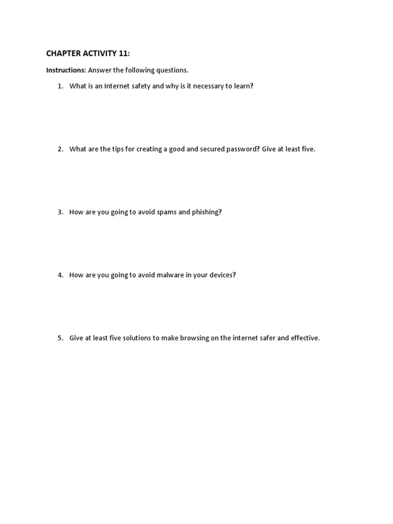 Chapter Activity 11:: Instructions: Answer The Following Questions | PDF
