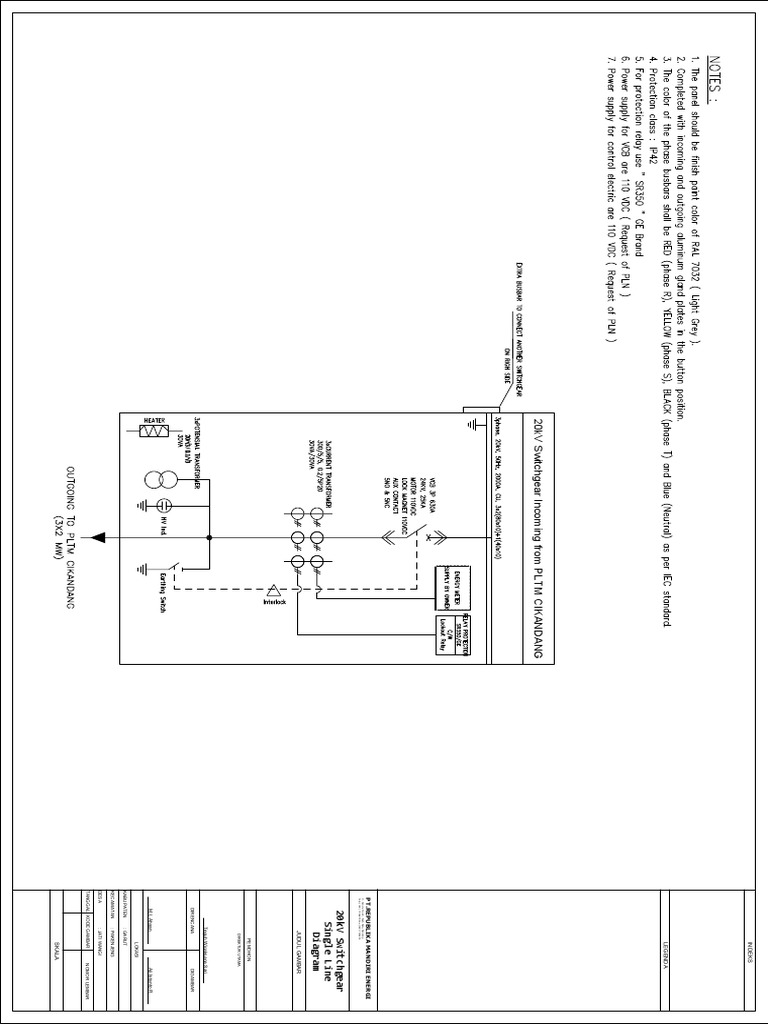 Single Line Diagram Switchgear 20kV | PDF